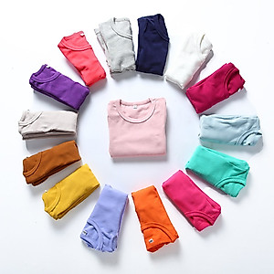 KISBINI Unisex Girls 100% Cotton Long Sleeve T-Shirt Top Tees Dark (6,Green)