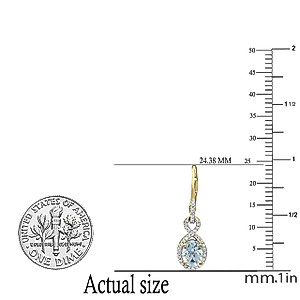 Dazzlingrock Collection 10K Oval Aquamarine & Round White Diamond Ladies Infinity Dangling Earrings, Yellow Gold