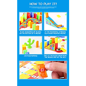 Wellin 260 pcs Blocks Domino Train Toy with Bridge Set Mega Pack Domino Game for 3-12 Years Old Boys Building Blocks Stacking Tile Games (260 pcs Domino Train with Bridge Set)