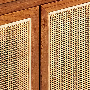 Signature Hardware 953674-36-RUMB-8 Simien 36" Single Vanity Set with Teak Cabinet, Vanity Top and Rectangular Undermount Sink - 8" Faucet Holes