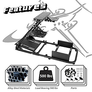 Dardoo G920 Flight Racing Simulator Cockpit Adjustable Compatible With HOTAS Warthog, G Saitek, Logitech G923, Thrustmaster T80 T150, Game Mount Without Wheel, Shifter,Seat and Pedal