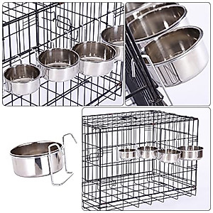 2 Sets Steel for Pigeon Cockatiel Coop Parrots Container Crate Tableware Holder Bunny Water with Budgie Cup Parrot Dispenser Rack Wire Squirrel Cage Cups Cat Hook Bowl Birds