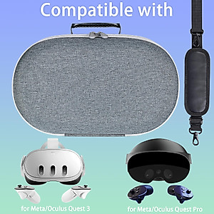 Aenllosi Hard Carrying Case Compatible with The Meta Quest 3S/Oculus Quest 3/Pro VR Headset,Touch Controller,Charging Dock & Other Accessories(Black Inner Blue,Case Only)