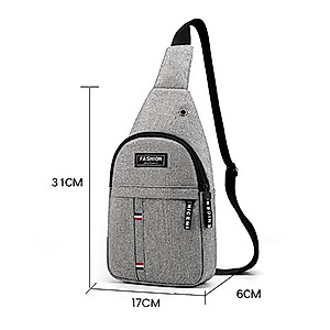 Man's Chest Bag Sling Backpack with Nylon One Shoulder Lightweight Bag for Friends Neighbors Colleagues Gray