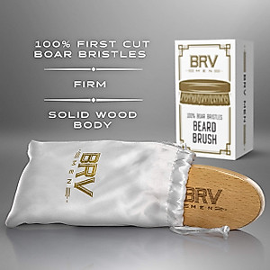 25+ Years, BRV MEN Natural Firm Boar Bristles Beard Brush. The Ideal Gift For Men (Beechwood)