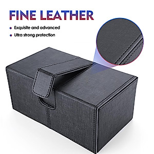 Scimi X-Large Commander Premium Double Deck Box for 200+ Sleeved Cards ProTwin FlipDeckCase with 3 Tray Fits MTG/TCG/CCG/YuGiOh (Leather - Elegant Cross Pattern)