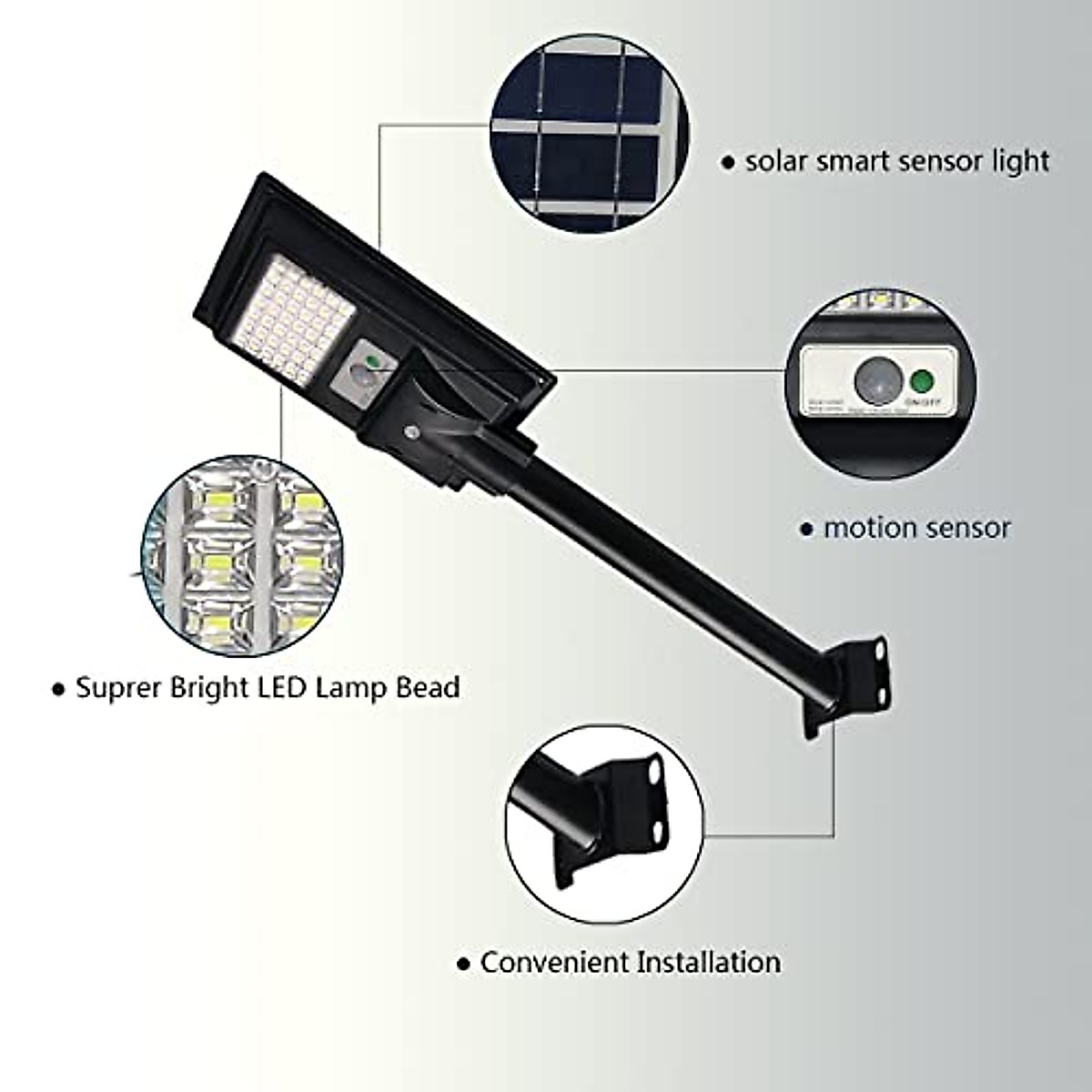 GLW 100W Solar Street Light, IP65 Solar Lights Outdoor Waterproof, Solar Lights for Outside with Remote Control and Motion Sensor for Yard,Garden, Stadium,Parking Lot (2 Pack)