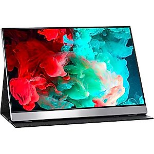 Portable Monitor-15.6 Inch Travel Screen FHD FreeSync Frameless Eye Care USB-C Computer Display with Type-C HDMI Speakers for Laptop PC Mac Surface PS4/5 Xbox Switch, with Smart Cover, VESA Mountable