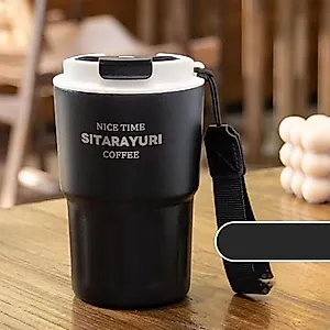 12 oz Stainless Steel Vacuum Insulated Tumbler, Travel Coffee Mug Spill Proof with Lid, Portable Thermal Mug for Keep Hot/Ice Coffee,Tea and Beer (Black)
