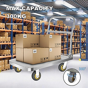 Uholan Dolly Cart Heavy Duty Hand Truck 660lbs Stainless Steel Folding Cart with Wheels Used for Warehouse Transport Groceries Heavy-Duty Utility Hand Truck