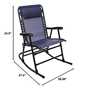Amazon Basics Outdoor Textilene Zero Gravity Folding Lounge Rocker with Pillow, Navy