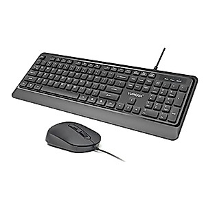 Wired Keyboard and Mouse Combo, YUMQUA Corded USB Computer Keyboard and Mouse Combo for Windows Laptop PC Desktop Notebook, Black