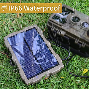 FOCUHUNER Trail Camera Solar Panel, Solar Battery Charger Kit 6V/1.5A with Build-in 1700mAH Rechargeable Lithium Battery IP66 Waterproof Hunting Accessory, Solar Panel for Trail Camera(3.5MM*1.35MM)