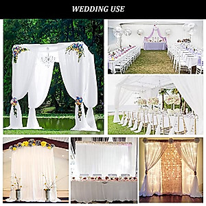 10ft x 10ft White Chiffon Backdrop Curtains, Wrinkle-Free Sheer Chiffon Fabric Curtain Drapes for Wedding Ceremony Arch Party Stage Decoration