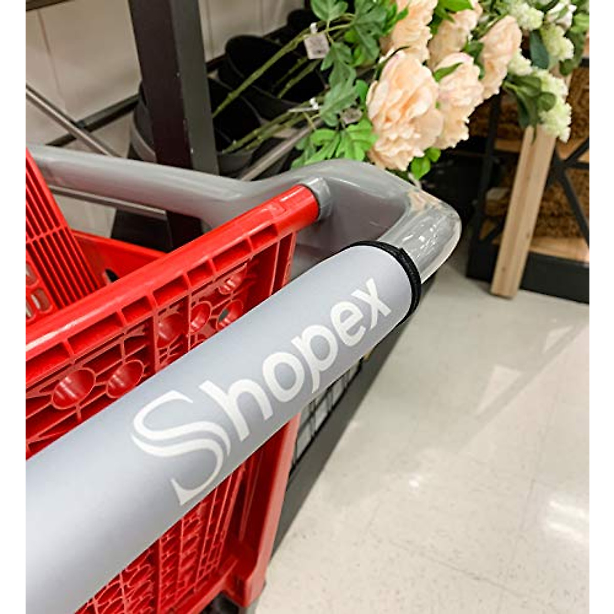 Shopping Cart Handle Cover by Shopex, Cover for Grocery Cart, Buggy and Trolley Handles | Safe for Adults, Babies and The Environment | Eco-Friendly and Reusable | 16 Inches Long | Grey