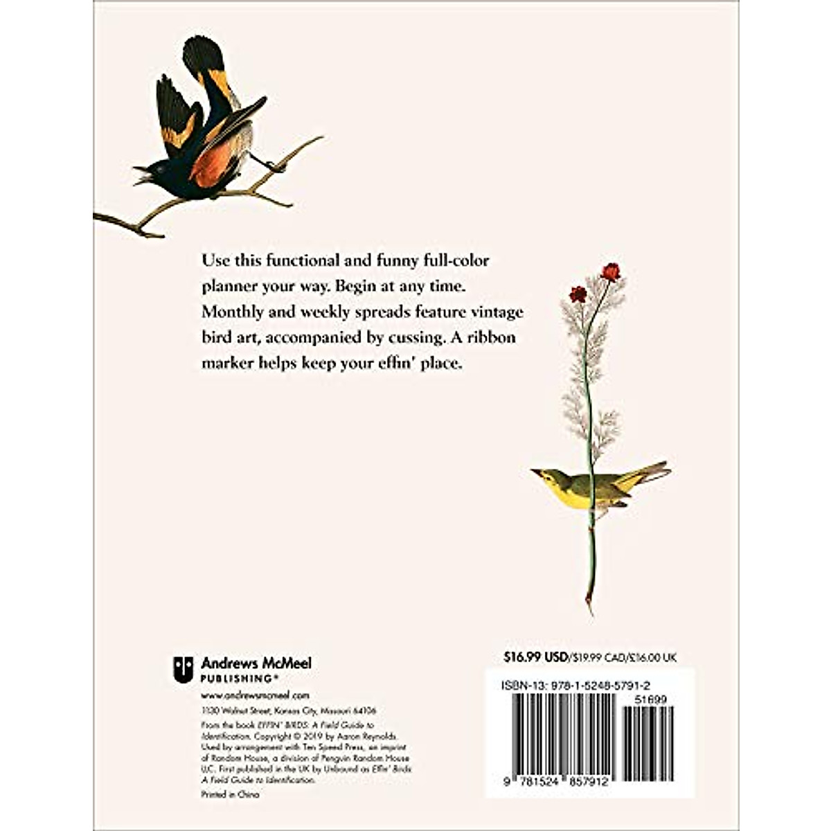 Effin' Birds Undated Monthly/Weekly Planner Calendar: A Field Guide to Identification