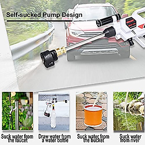 21V Cordless Pressure Washer, Max 870PSI, 2.11GPM, Electric Portable Pressure Washer with 6-in-1 Adjustable Nozzle, Battery and Charger with Accessories for Cleaning Floor Watering Car Flowers Fences