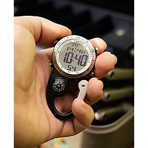 Dakota Digital Backpacker Clip Watch, Alarm, Stopwatch, Timer and Dual Time, Outdoor Gifts for Men and Women, Tactical Digital Watch