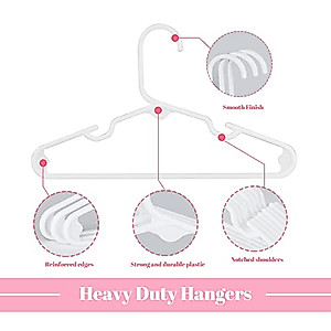 Binswloo Baby Hangers for Nursery, 30Pcs Plastic Kids Hangers, Small Children's Clothes Hangers with 8Pcs Baby Closet Dividers, Great as Infant & Toddler Hangers, 11.4 Inch, White