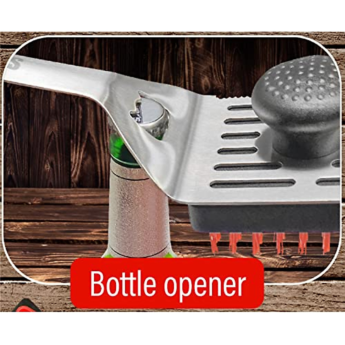 SearPro 4-in1 Grill Brush BBQ Cleaner Scraper Barbecue Tool Accessories Kit Heat Resistant Nylon Bristle Spatula Outdoor Smoker Black Stone Grate Cast Iron Spatula Non-Wire Brush Combo