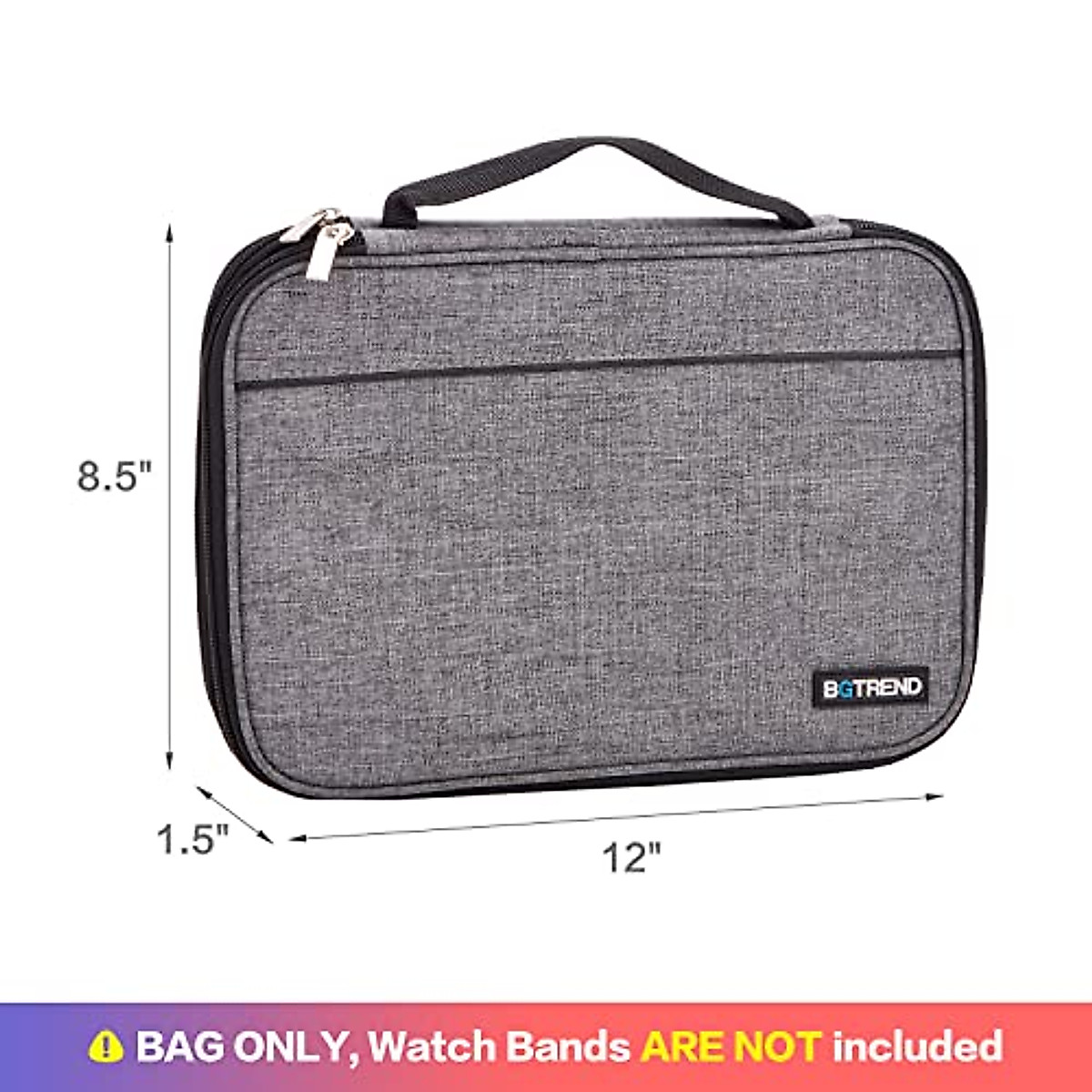 BGTREND Watch Bands Carrying Case for 35 Watch Bands, Watch Band Holder and Organizer Compatible with Apple Watch Bands and Other Accessories, Gray