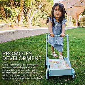 Orange Tree Toys - Peter Rabbit Block Trolley - Wooden Alphabet Block Trolley That Encourages First Steps and Develops Key Motor Skills, Includes 30 Blocks, for Kids Ages 12 Months +