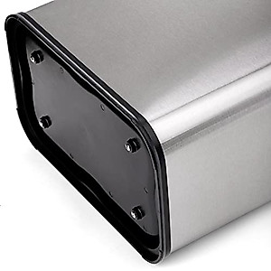Coloch 10L Rectangle Metal Trash Can, 2.6 Gallon Stainless Steel Wastebasket Slim Size Garbage Bin Silver Invisi-Overlap Open Top Rubbish Bin for Bathroom, Kitchen, Home, Hotel, Office, School