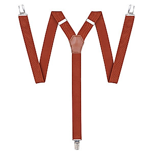 Action Ward Suspenders for Men | Y Back Elastic Suspender Braces (Brown Rust,1Pack)