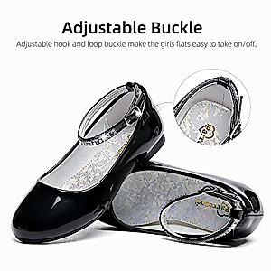 Parrosoo Girls Black Dress Shoes Flower Girl Shoes Little Girls Dress Shoes Kids Princess Toddler Girls Flats Wedding Party Birthday (8302Black 9)