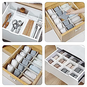 Cabilock Plastic Drawers 12pcs Adjustable Grid Drawer Dividers DIY Dresser Drawer Separators Organizers Container for Underwear Socks Belt Office Supplies Plastic Storage Drawers