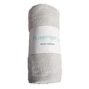 Soft Textured Lightweight Chenille Throw Blanket with Fringe for Travel Bed Sofa and Couch, Light Grey 50 x 60 Inches