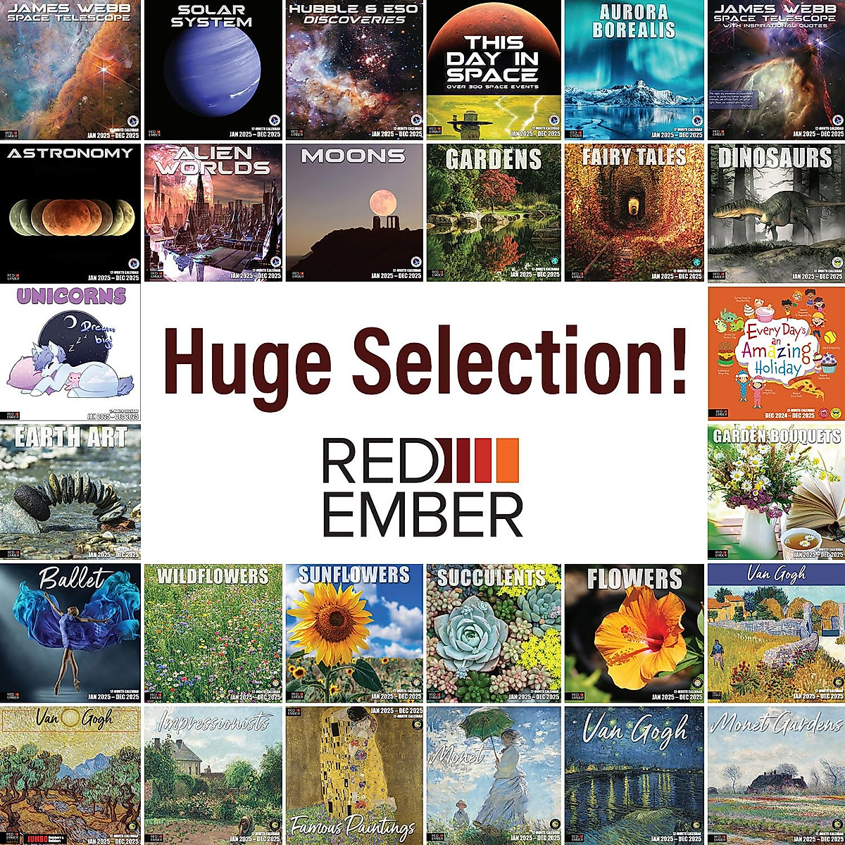 RED EMBER Every Day's An Amazing Holiday 2023 Hangable Monthly Wall Calendar | 12" x 24" Open | Kids Fun Funny | Perfect for Schools Teachers Classrooms | Big Grid Planners for Office