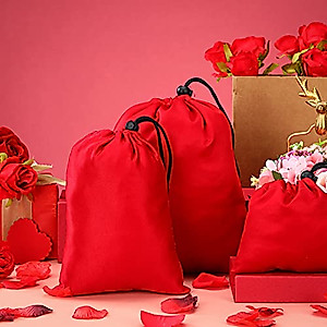 10 Set Toy Storage Adult Foldable Ditty Bag Toy Bags Multi Purpose Camping Bags Storage Adjustable Small Drawstring Bag Microfiber Pouch Stuff Sack (Red, 6 x 6 Inch/ 10 x 7 Inch/ 12 x 9 Inch)