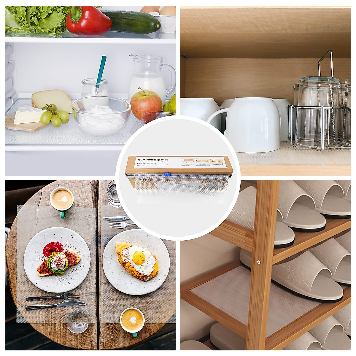 GEEBOBO Shelf Liner 12inx20ft, Refrigerator Liners, Wire Shelf Liner, Shelf Liners for Kitchen Cabinets Non-Adhesive, Clear Plastic Fridge Shelf Liner Fits Glass Shelves, Drawers, Dresser, Pantry