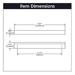 Hickory Hardware 1 Pack Solid Core Kitchen Cabinet Pulls, Luxury Cabinet Handles, Hardware for Doors & Dresser Drawers, 5-1/16 Inch (128mm) Hole Center, Flat Onyx, Streamline Collection