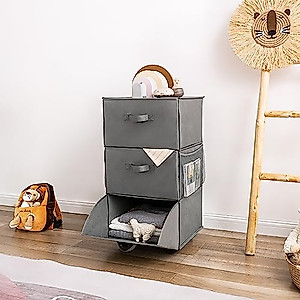 GRANNY SAYS 3 Drawer Storage Organizer, Storage Drawer for Bedroom, Fabric Storage Closet Drawers, Foldable Drawers for Clothing, Gray