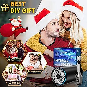 Super Universal Socket Tool Valentines Day Gifts, Cool Stuff Gadgets Grip Socket Set with Power Drill Adapter Fits Most Nut Bolt, Unique Birthday Gift Idea for Him Men Women Boyfriend Husband(7-19MM)