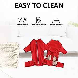 Dog Winter Coat Full Body Warm Coats with Legs Lightweight Fleece Coat Jumpsuit with Reflective Zipper Closure Put on and Off Easy and Safety - Red - M