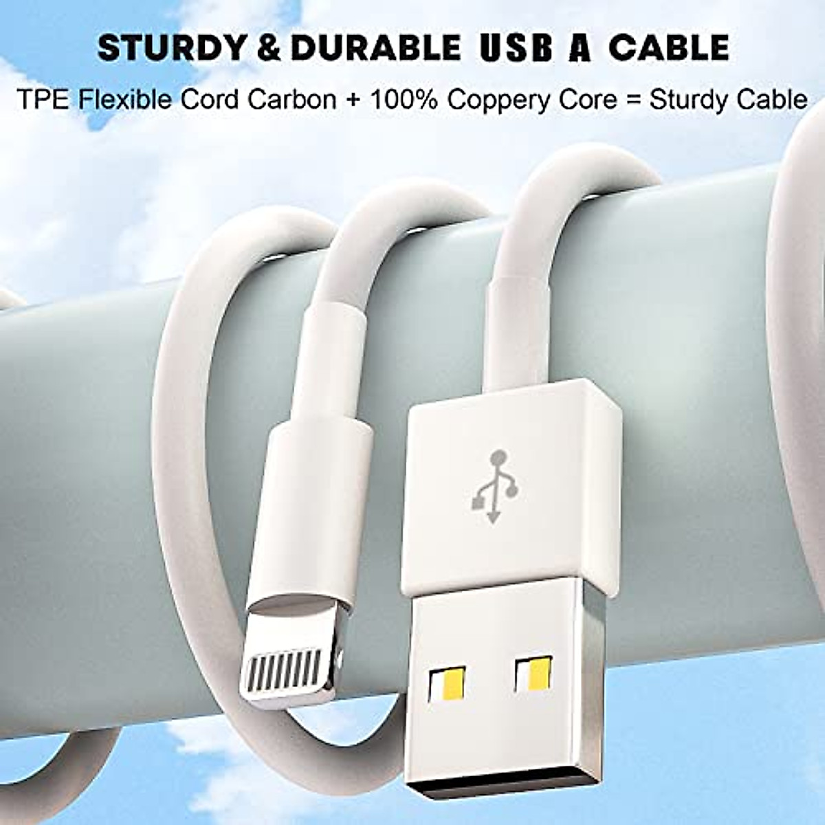 iPad iPhone Charger Fast Charging [Apple MFi Certified] 2 Set 6FT Lightning to USB Cable Cord with 12W Foldable Block iPhone Charging Travel Wall Plug Compatible for iPad, iPad Pro, iPad Air, iPhone
