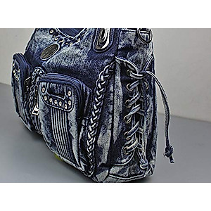 BOUYA Women's Denim Casual Hobo Bag Jeans Shoulder Bags for School Office Travel Retro Denim Bag Large-capacity One-shoulder Messenger Bag Tote Bag Hobo Purse for Teen Girls Women (Own Style Blue)