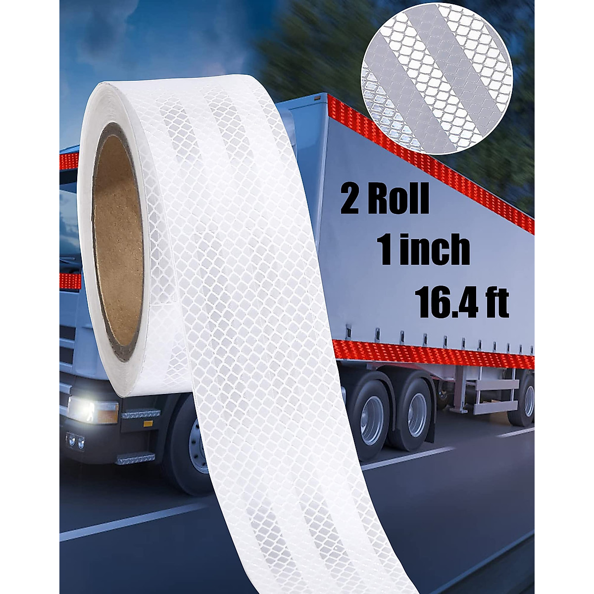 Brozigo Reflective Tape 2-Pack 1 inch X16.5ft Reflective Tape for Safety Warning, Reflector Tape Outdoor Waterproof for Clothing, White