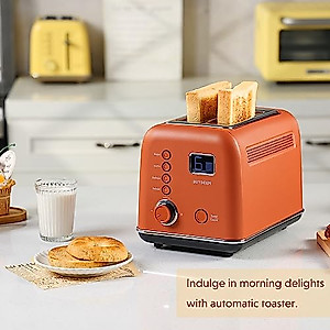 BUYDEEM DT730 Motorized Toaster, 2-Slice Smart Digital Leverless Toaster with LCD Countdown Timer, 9-Shade Settings for Toast, Bagels, Waffles, Muffins