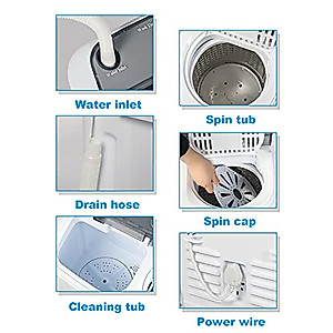 Cirstore Portable Washing Machine Double Bathtub 12.4 Lbs Compact Mini Washer and Dryer Combo with Timer Control,Clothes Washing Machine for Apartment Dorm RV Camping