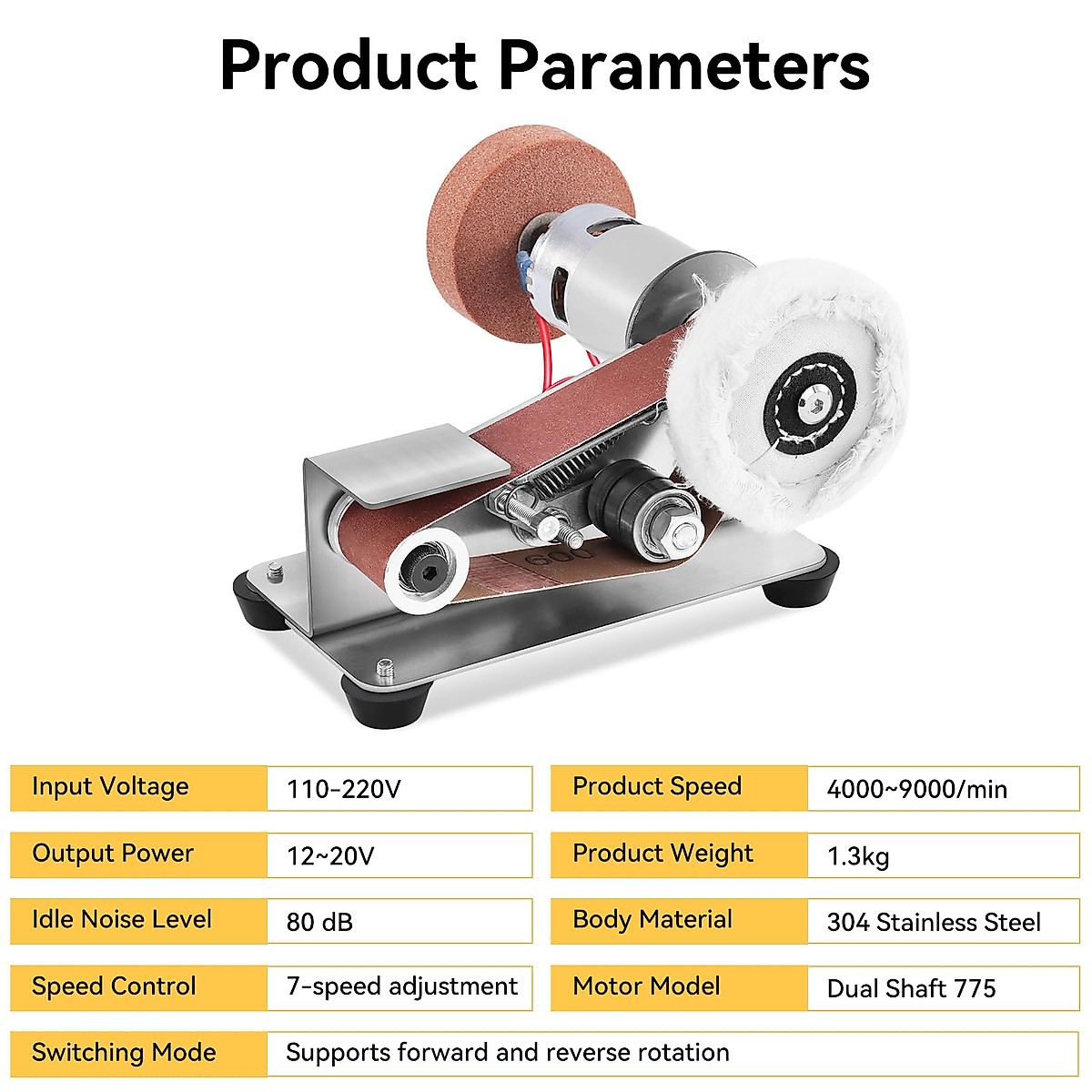 CAMXTOOL Mini Belt Sander - Power Belt Sanders, Small Bench Belt Sander Machine,7 Gear Adjustable Speed Electric Belt Sander for Metal Working, Knife Making Kits, Knife Grinder, DIY Woodworking,