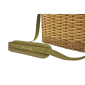 Acropolis Wicker Forage Basket - Basket for Mushroom Picking - Mushrooms Bag - Foraging Bag with Straps for Forager - Belt Forage Basket Pouch for Hiking, Camping, Hunting, X-Large (RNG-6)