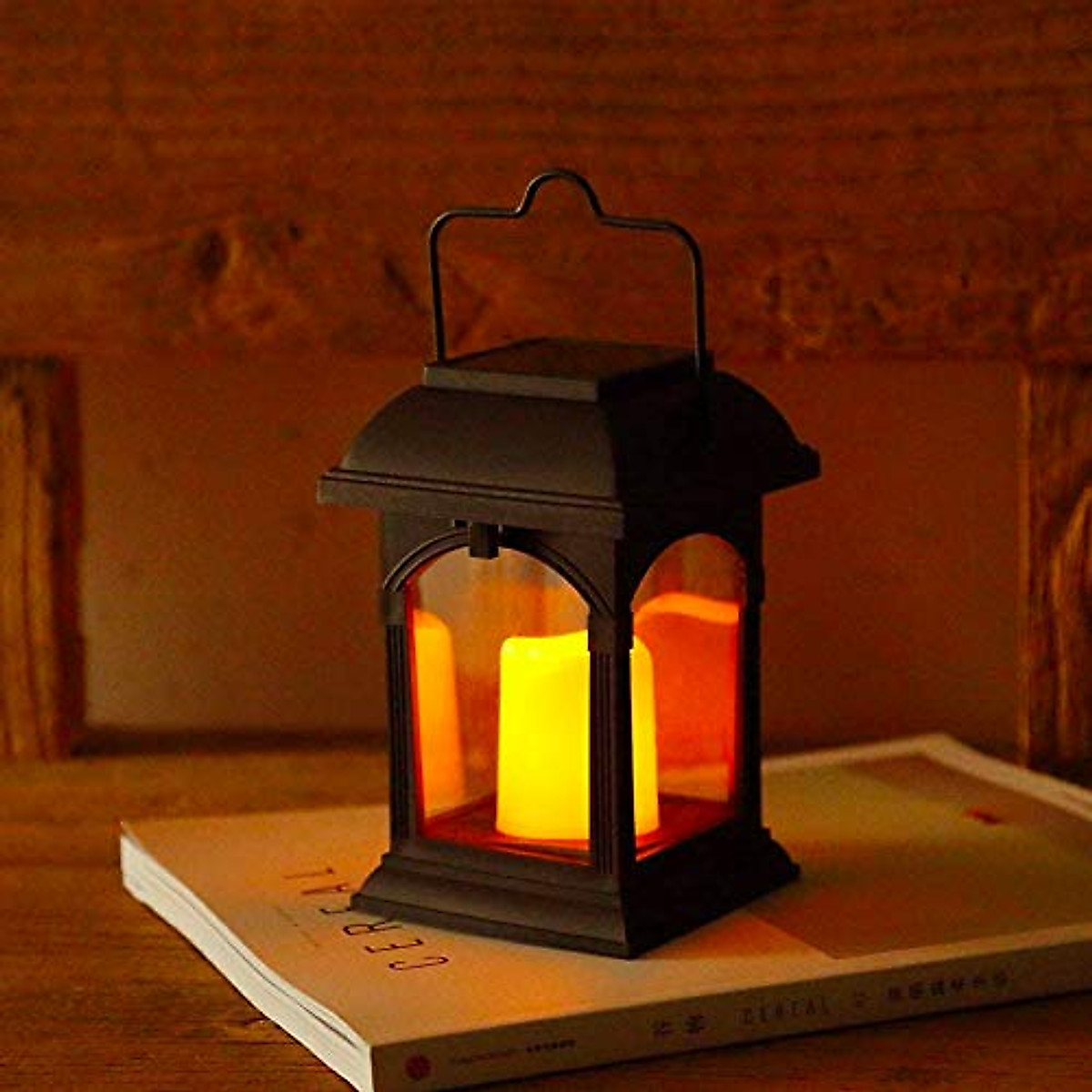 Clihere Solar Lantern Outdoor Hanging, Flickering Retro Candle Effect Solar Stake Light, Solar Hanging Lanterns Outdoor, Solar Decorations Patio Light for Garden,Lawn,Tree,Yard, Umbrella (6 Pack)