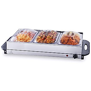 VEVOR Food Buffet, Warming Trays with Temp Control Portable Stainless Steel 7.5 Quart Chafing Dish Set, Hot Plate Perfect for Parties, Catering, Holidays, ETL, 25.6" x 15", Silver