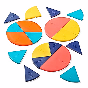 hand2mind Plastic Connecting Fraction Circles, Fraction Manipulatives, Unit Fraction, Rainbow Circle Math Manipulatives, Fraction Games, Montessori Math, Homeschool Supplies (Set of 5)