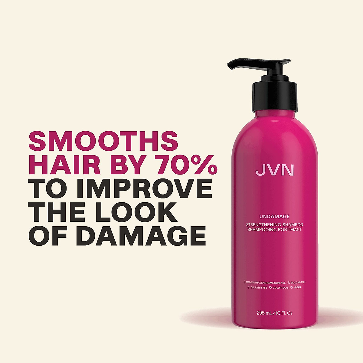 JVN Undamage Strengthening Shampoo & Conditioner Bundle, Undamaged Collection set for Dry Hair, Smooths Strands and Repairs Hair, Sulfate Free (10 Fl Oz)