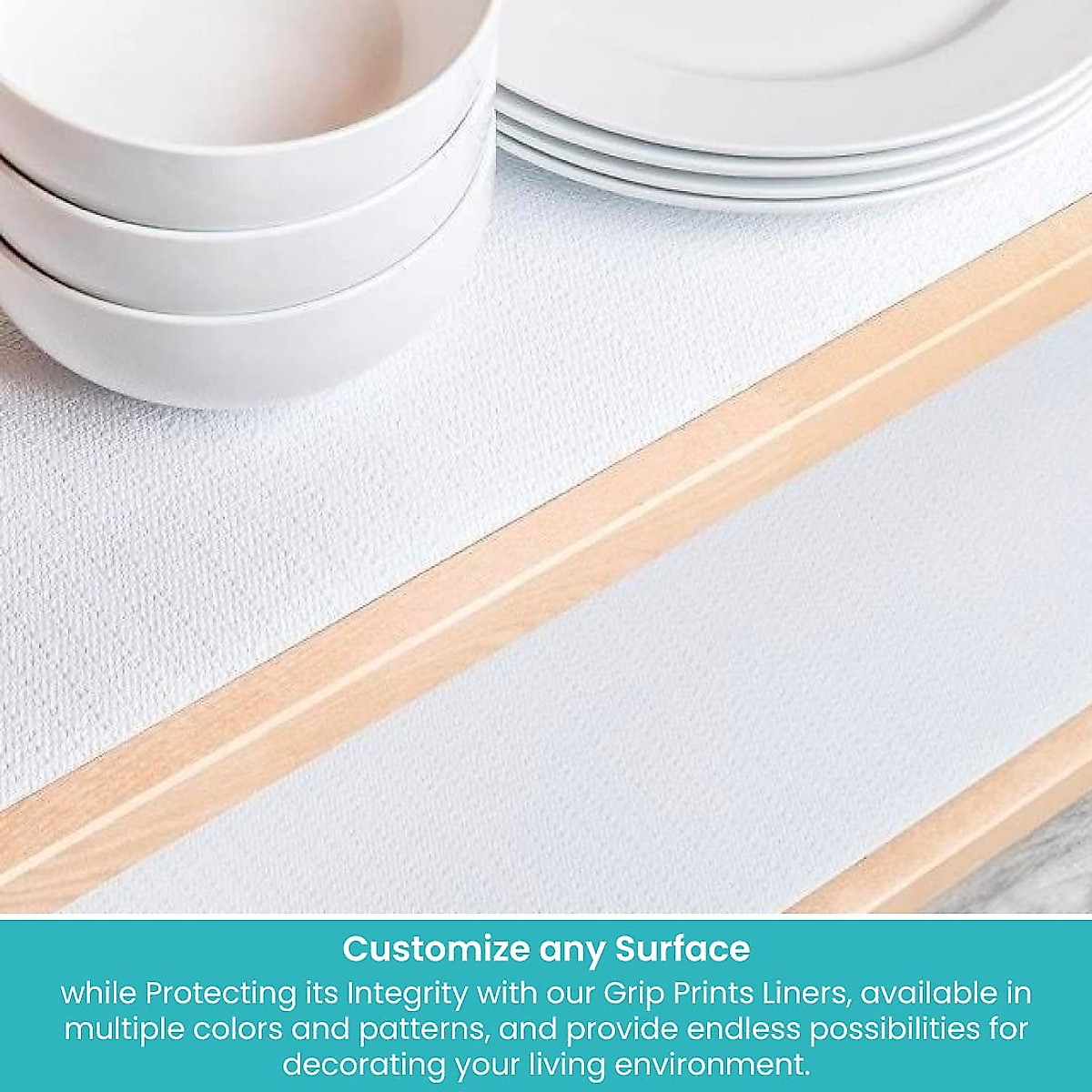 Con-Tact Brand Grip Prints Durable Non-Adhesive Non-Slip Shelf and Drawer Liner, 18" x 8', White